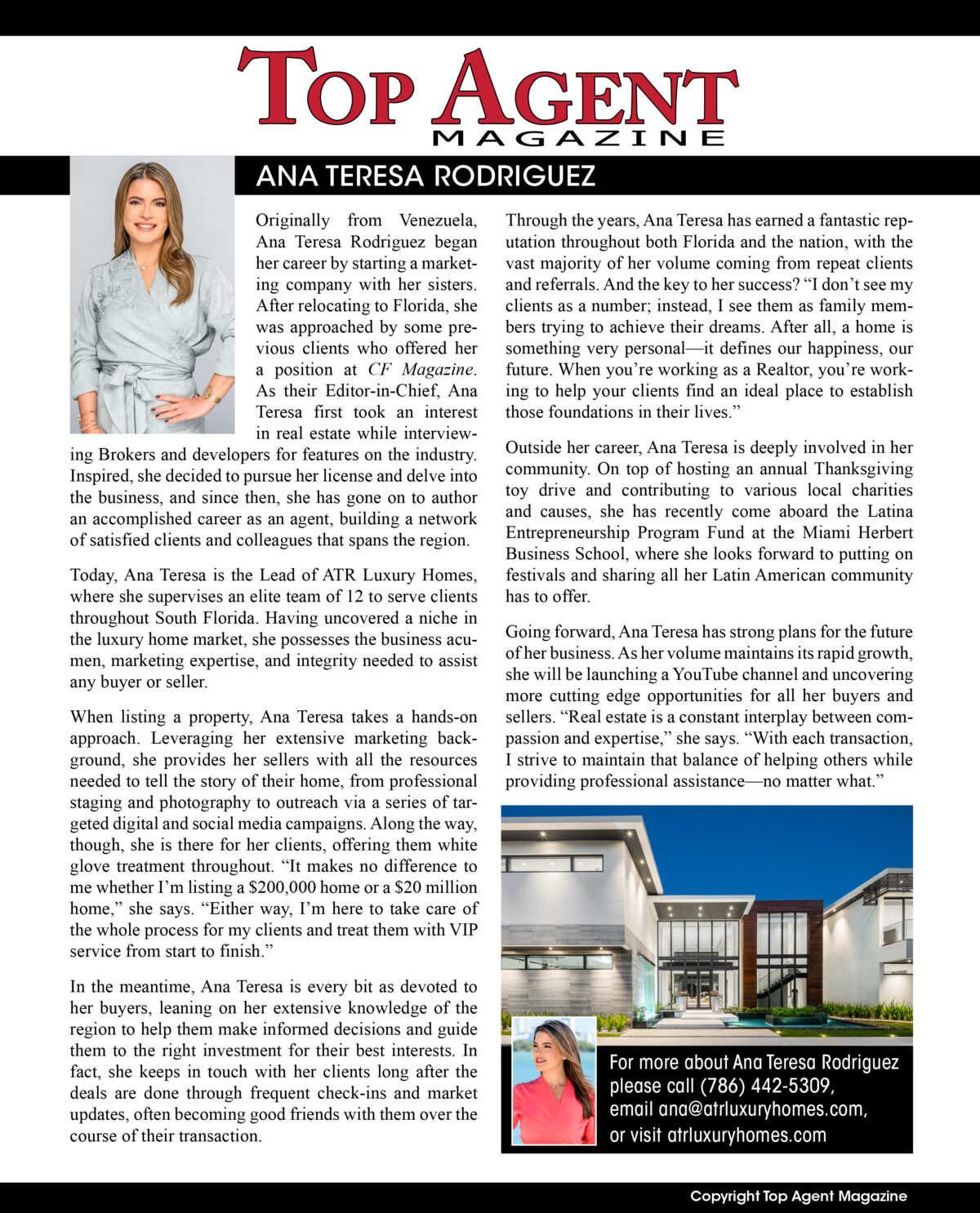 Ana Rodriguez Featured on the Cover of Our City Weston - Ana Teresa ...